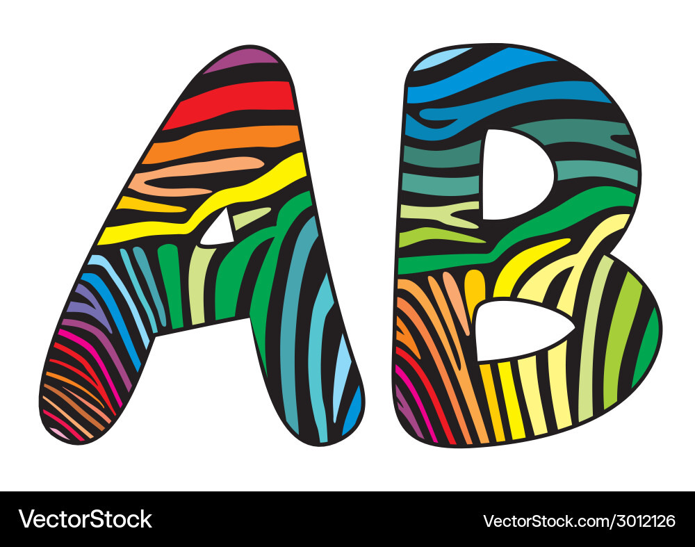 Background skin zebra shaped letter a b Royalty Free Vector