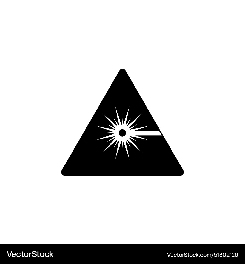 Beware laser beam warning radiation ray flat icon Vector Image