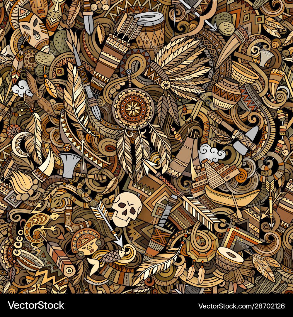 Cartoon cute doodles hand drawn native american Vector Image