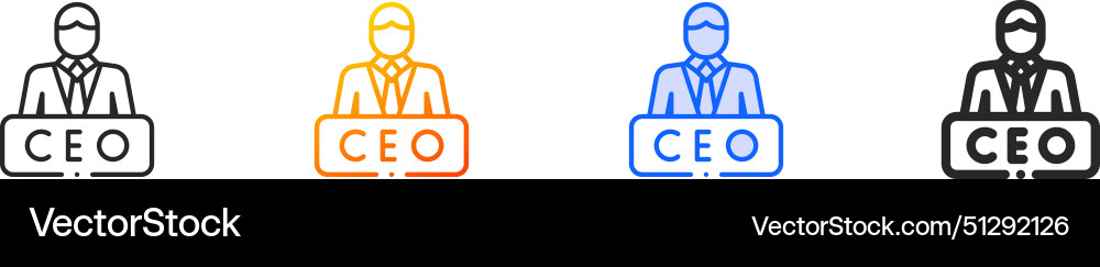Ceo iconthin linear gradient blue stroke and bold Vector Image