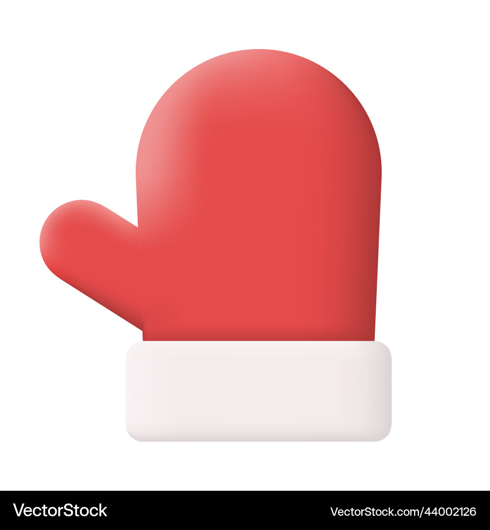 Christmas mitten 3d icon on white background Vector Image