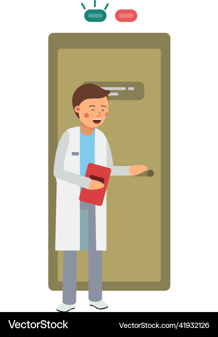 Doctor calling next patient in x-ray room Vector Image