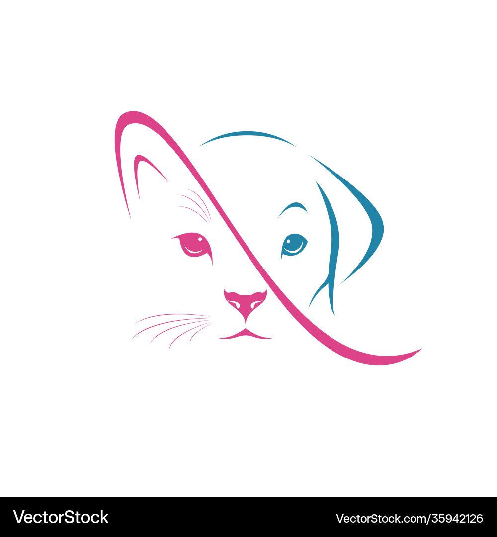Dog face and cat design on white background Vector Image