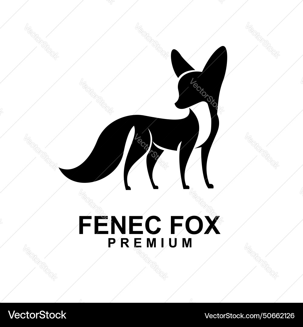 Fennec fox logo icon design negative black white Vector Image