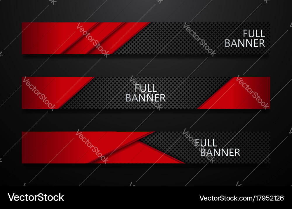 Full banners set black and red Royalty Free Vector Image