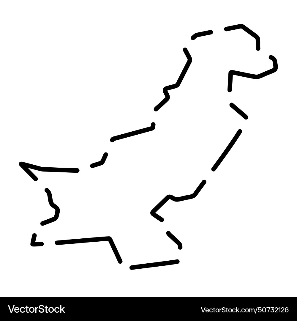 Pakistan simplified broken outline map Royalty Free Vector