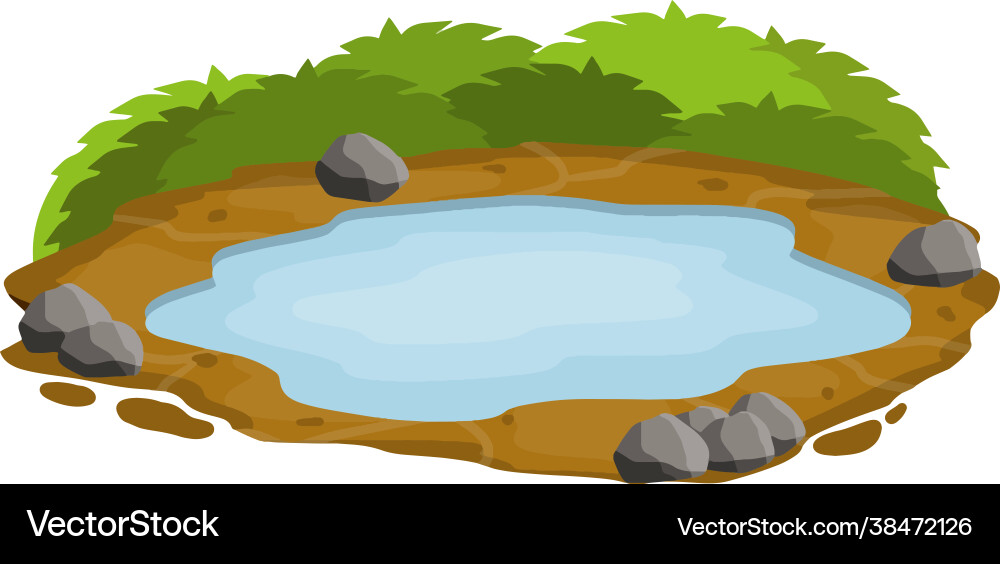 Pond and swamp lake flat cartoon Royalty Free Vector Image