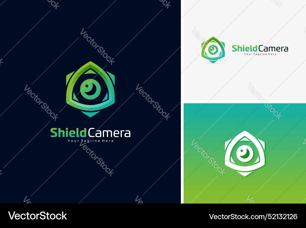 Shield camera logo design technology Royalty Free Vector