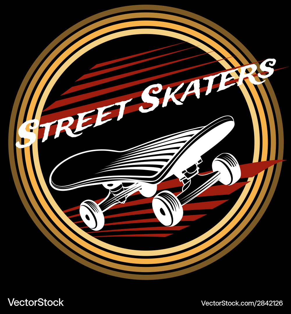 Skateboard in circle logo design Royalty Free Vector Image