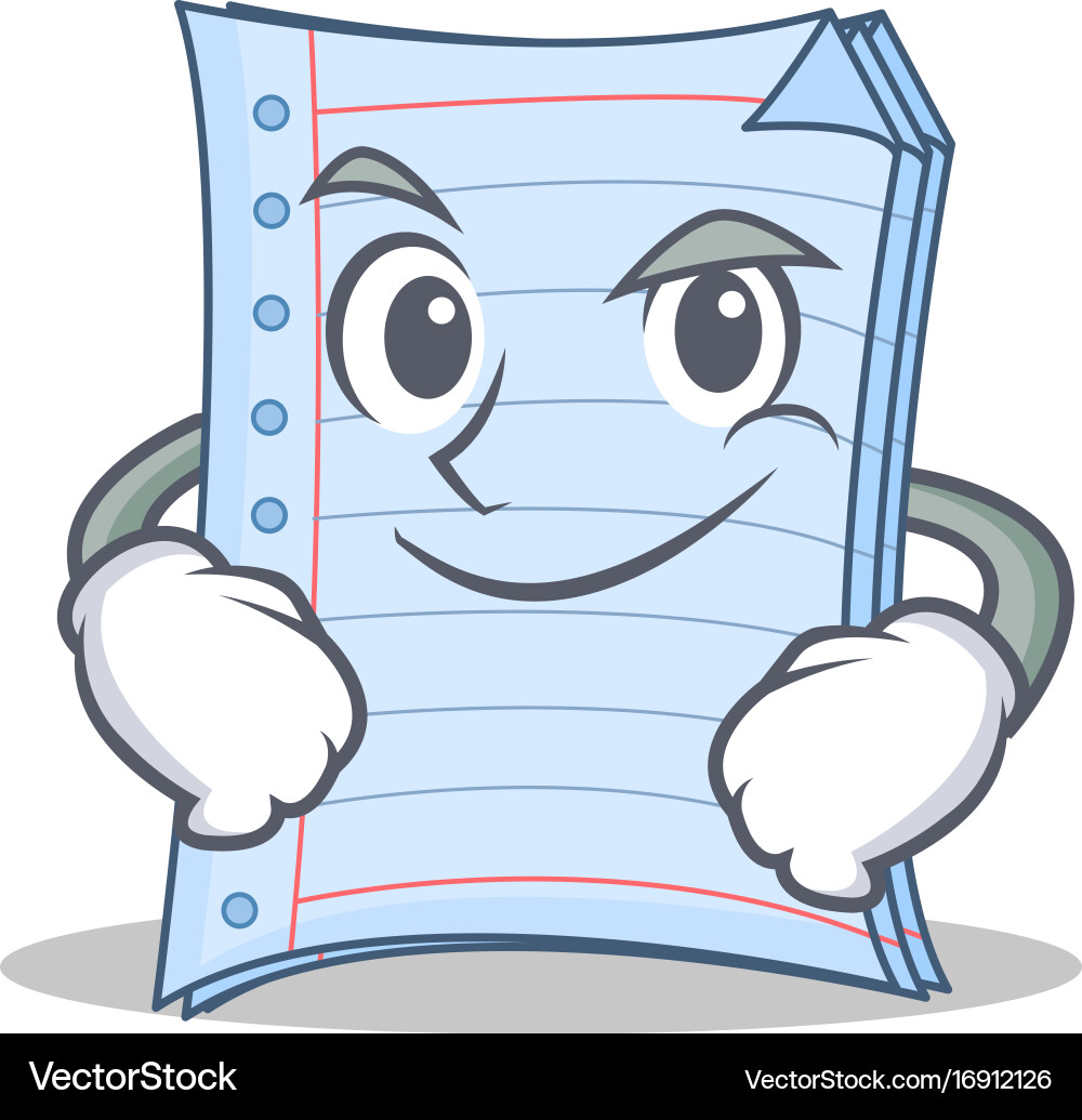 Smirking notebook character cartoon style Vector Image