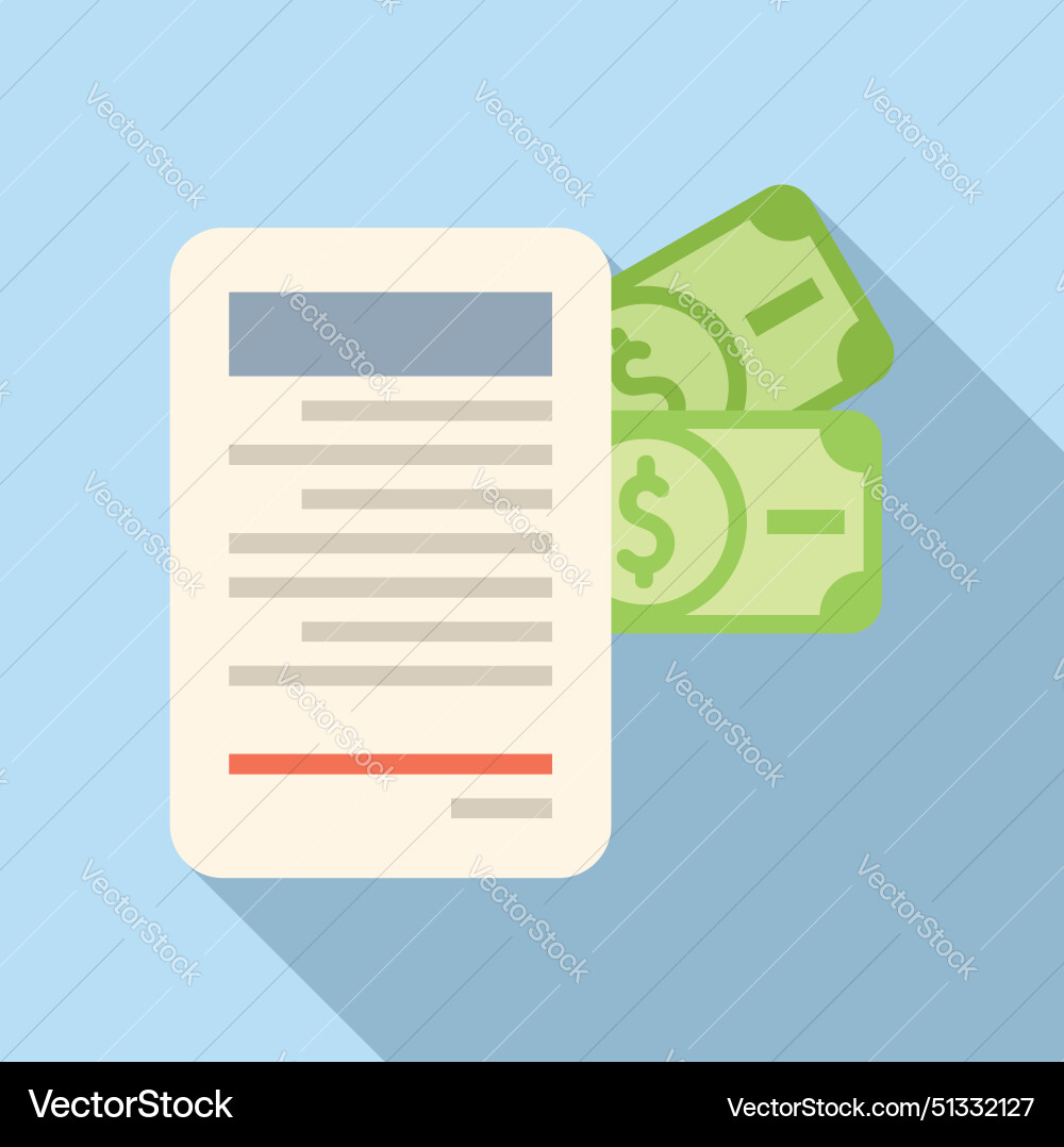 Bill icon with cash Royalty Free Vector Image - VectorStock