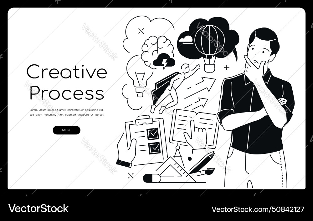 Creative process - modern line design style banner