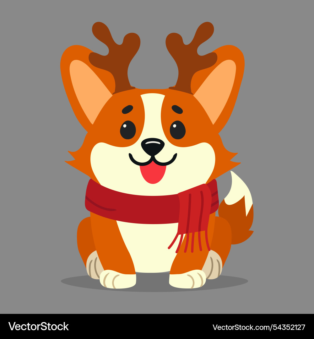 Cute christmas corgi dog isolated Royalty Free Vector Image