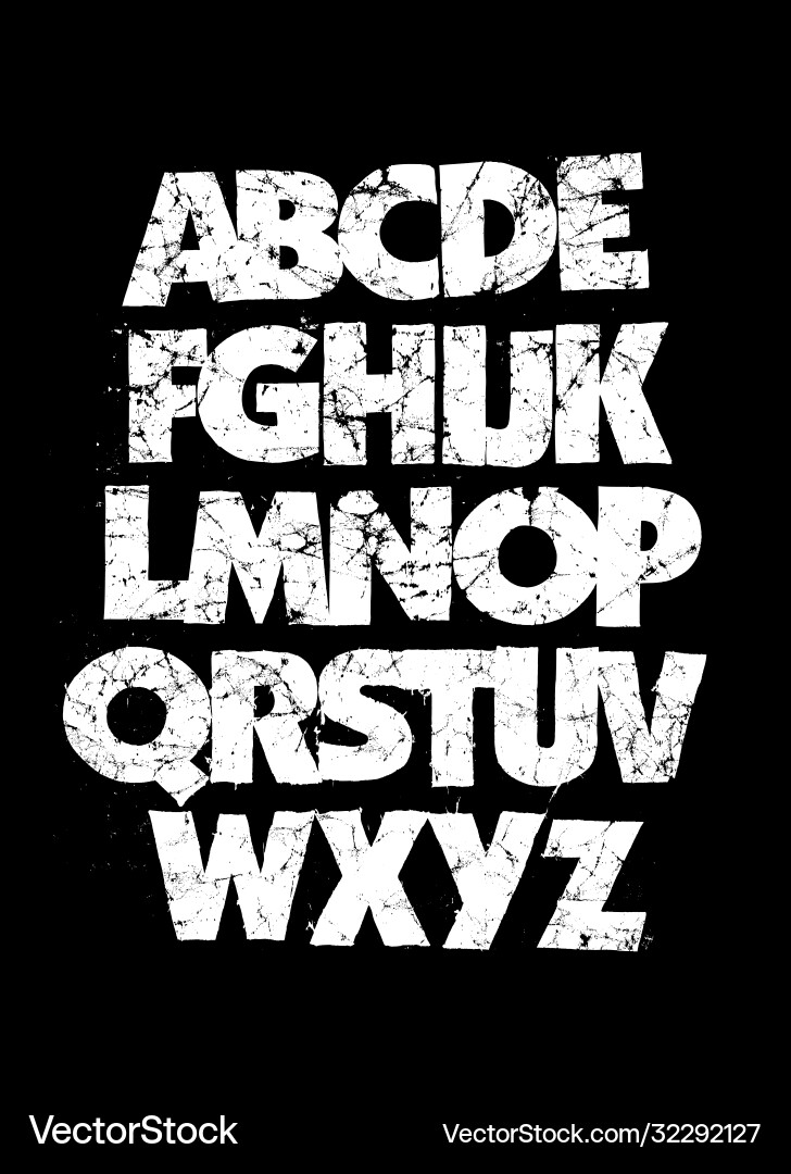 Detailed grunge dirty font alphabet Royalty Free Vector