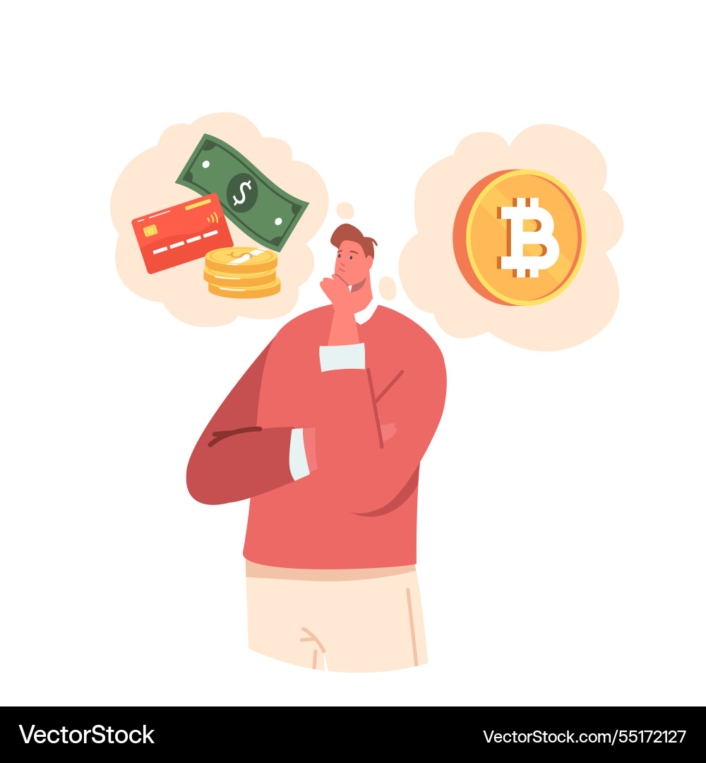 Financial choice between cash money Royalty Free Vector