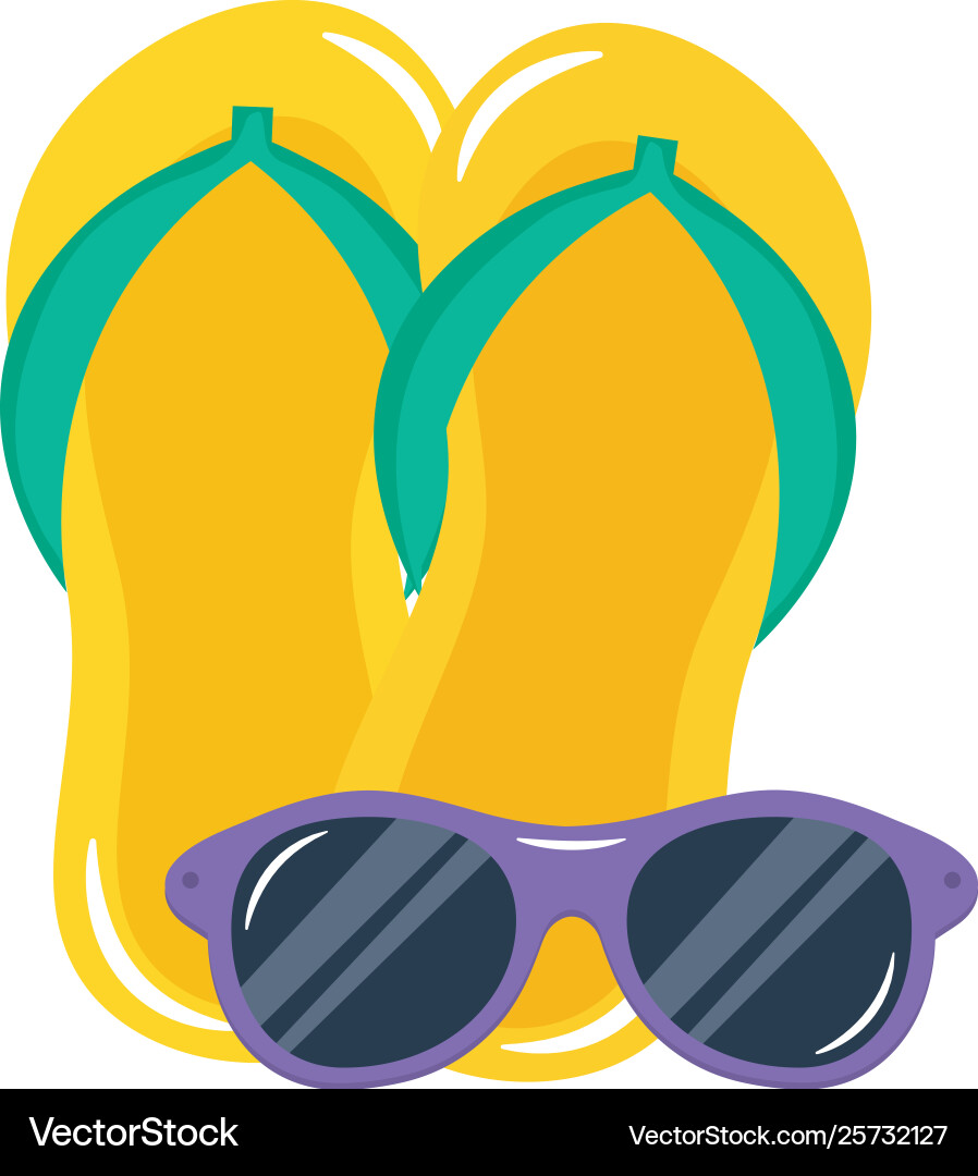 Flip flops sandals and sunglasses summer Vector Image