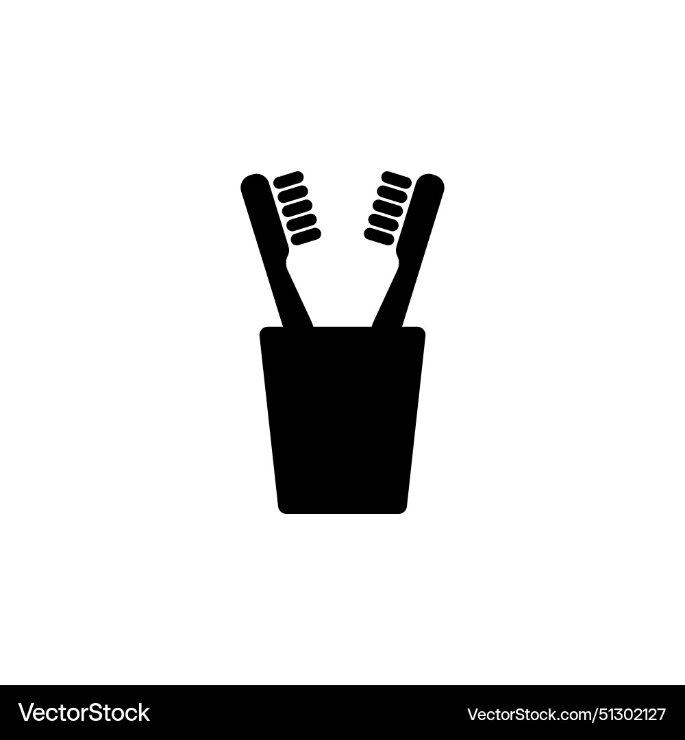 Glass with toothbrushes flat icon Royalty Free Vector Image