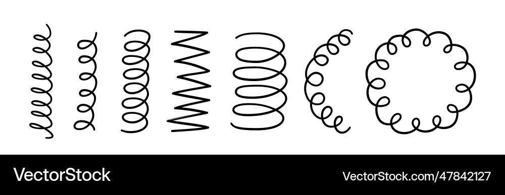 Hand drawn spiral springs set doodle flexible Vector Image