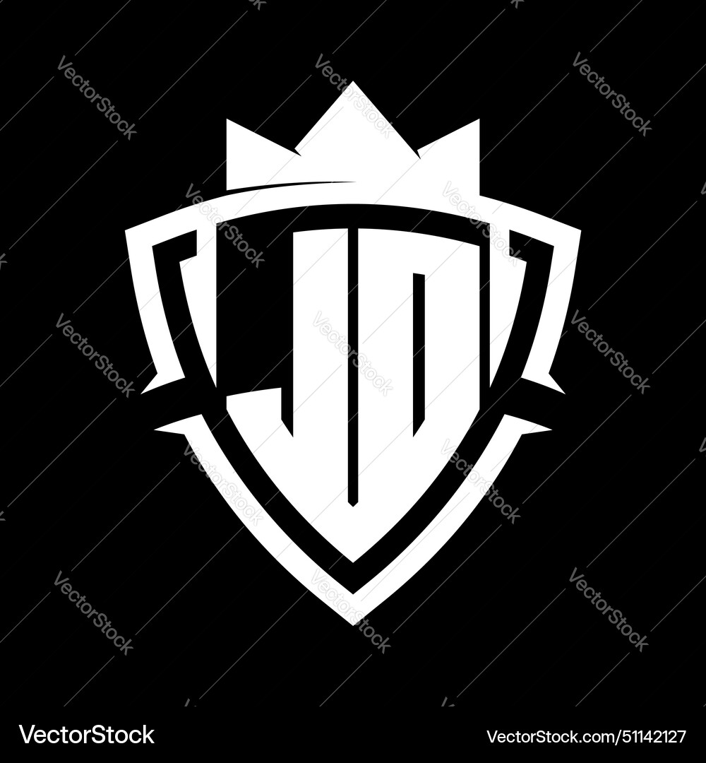 Jd letter monogram with triangle curve shield Vector Image