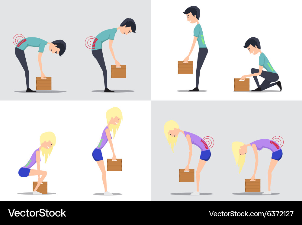 Proper and improper lifting flat Royalty Free Vector Image