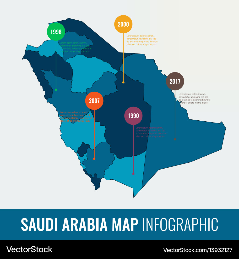 Saudi arabia map infographic template all regions Vector Image