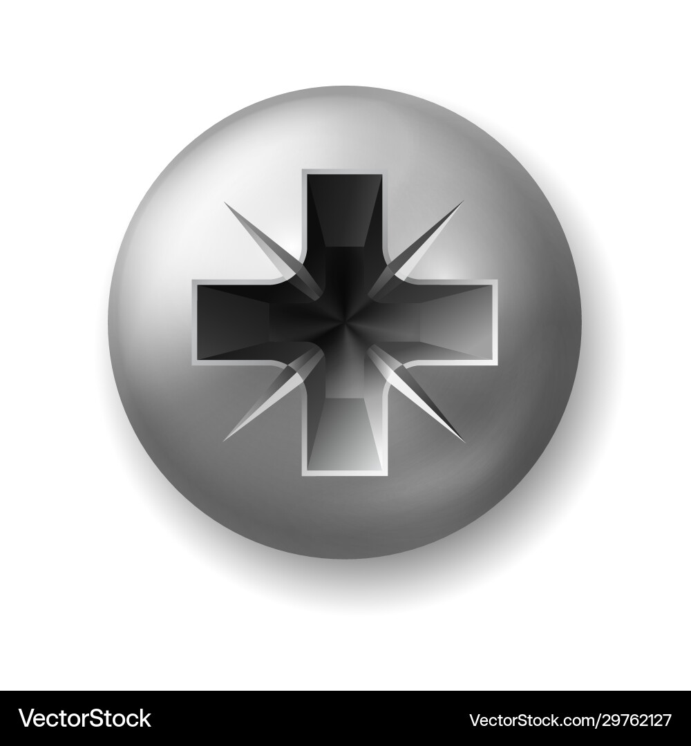 Steel screw for crosshead screwdriver top view Vector Image