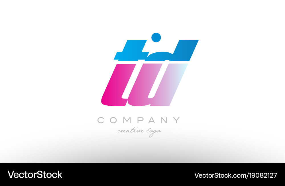 Td t d alphabet letter combination pink blue bold Vector Image