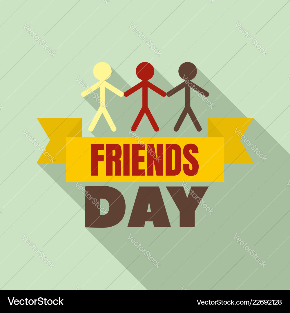 Friends group day logo flat style Royalty Free Vector Image