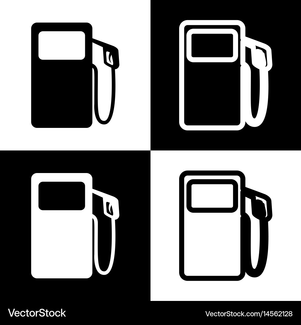 Gas pump sign black and white icons Royalty Free Vector