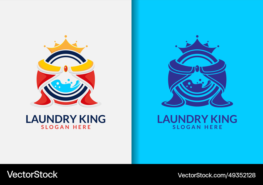 Laundry king logo design washing machine Vector Image