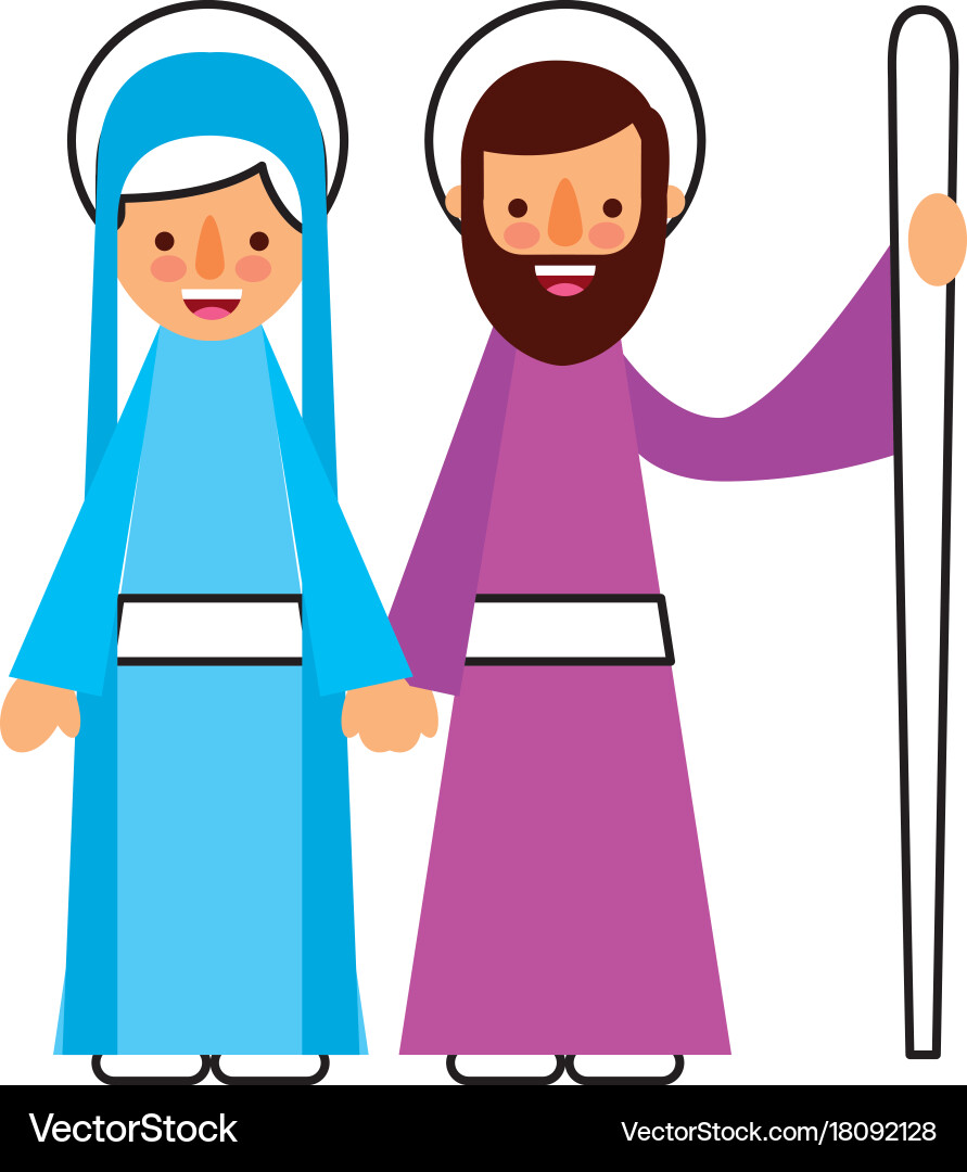 Nativity the virgin mary and joseph blessed Vector Image