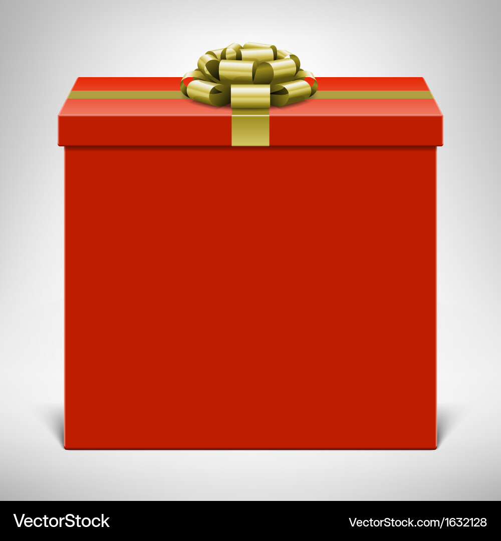 Red gift box with golden ribbon Royalty Free Vector Image
