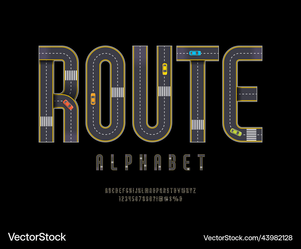 Road font Royalty Free Vector Image - VectorStock