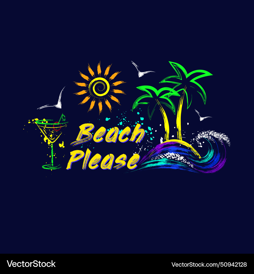 Summer label emblem with tropical island sun Vector Image