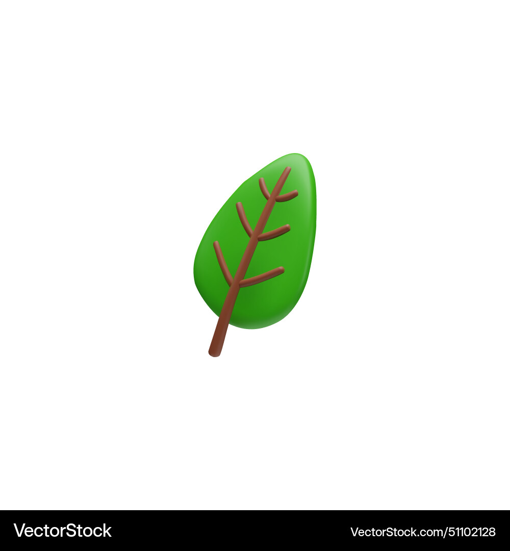 Vibrant green leaf 3d icon Royalty Free Vector Image