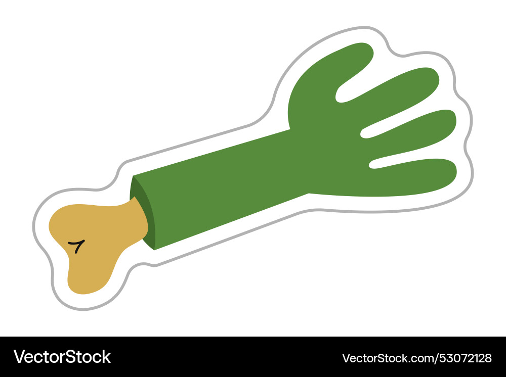 Zombie hand sticker for halloween color flat Vector Image