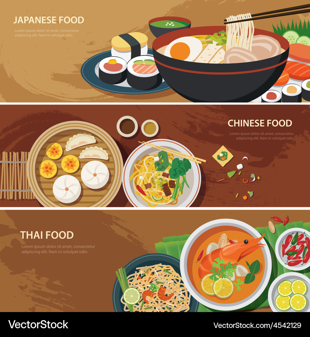 Asia street food web banner Royalty Free Vector Image