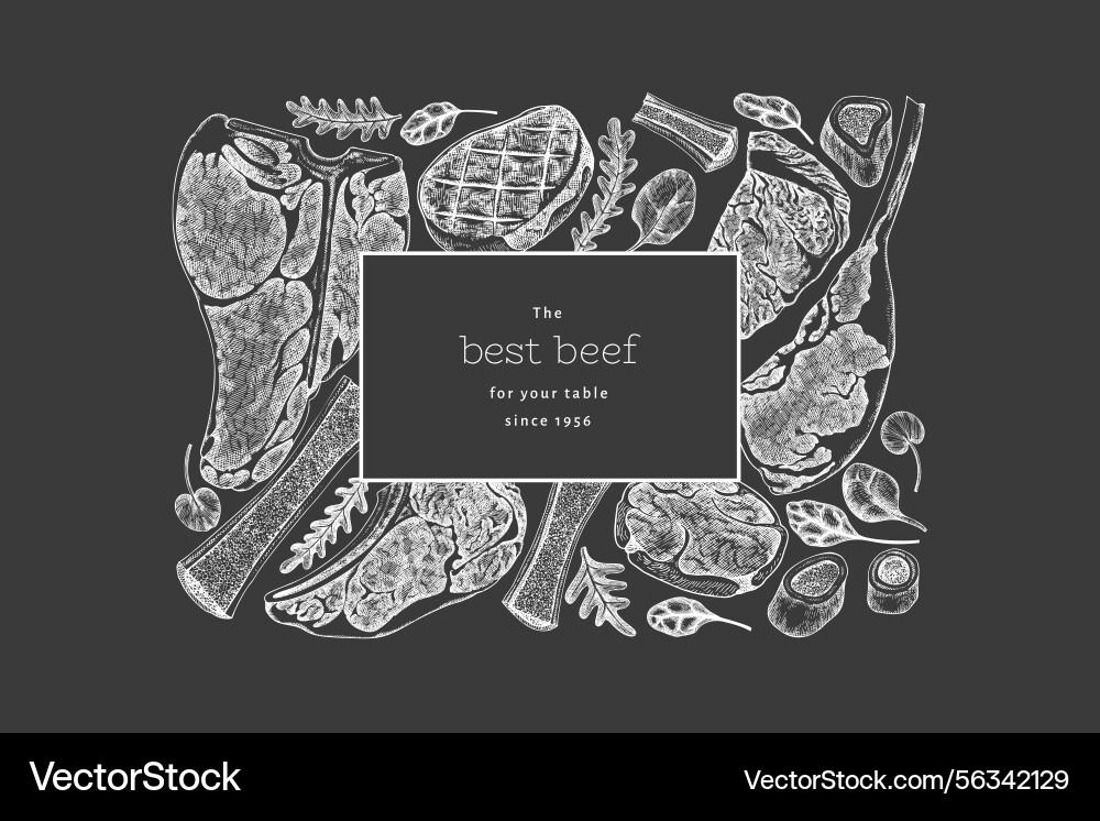 Butchery shop chalk board design template hand Vector Image