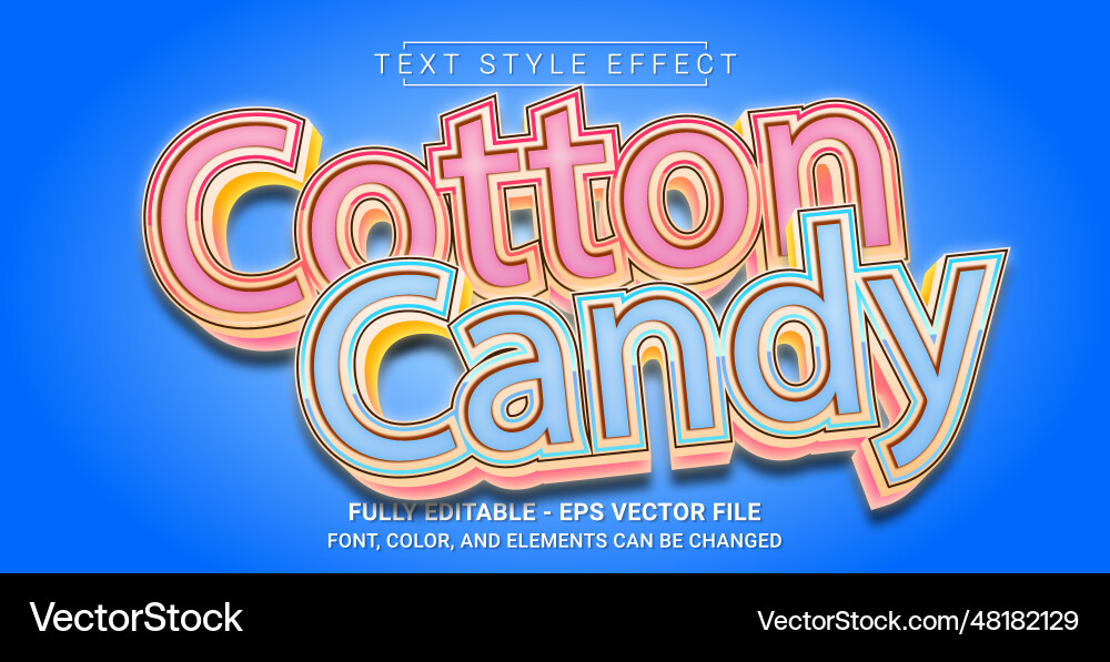 Cotton candy text style effect editable graphic Vector Image