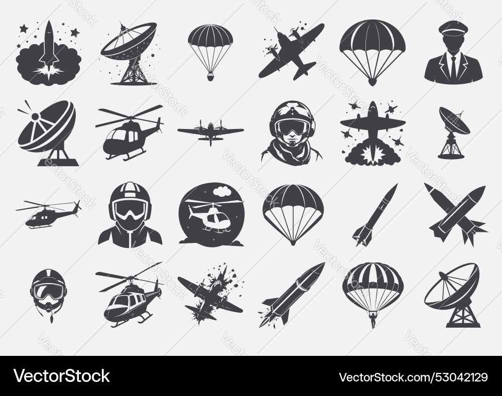 Different types armed forces military equipment Vector Image