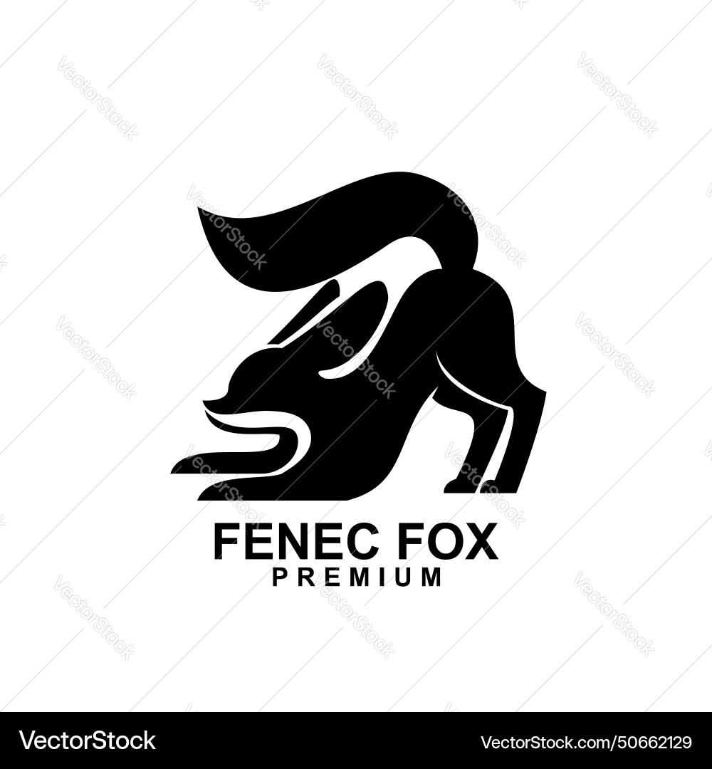 Fennec fox logo icon design negative black white Vector Image