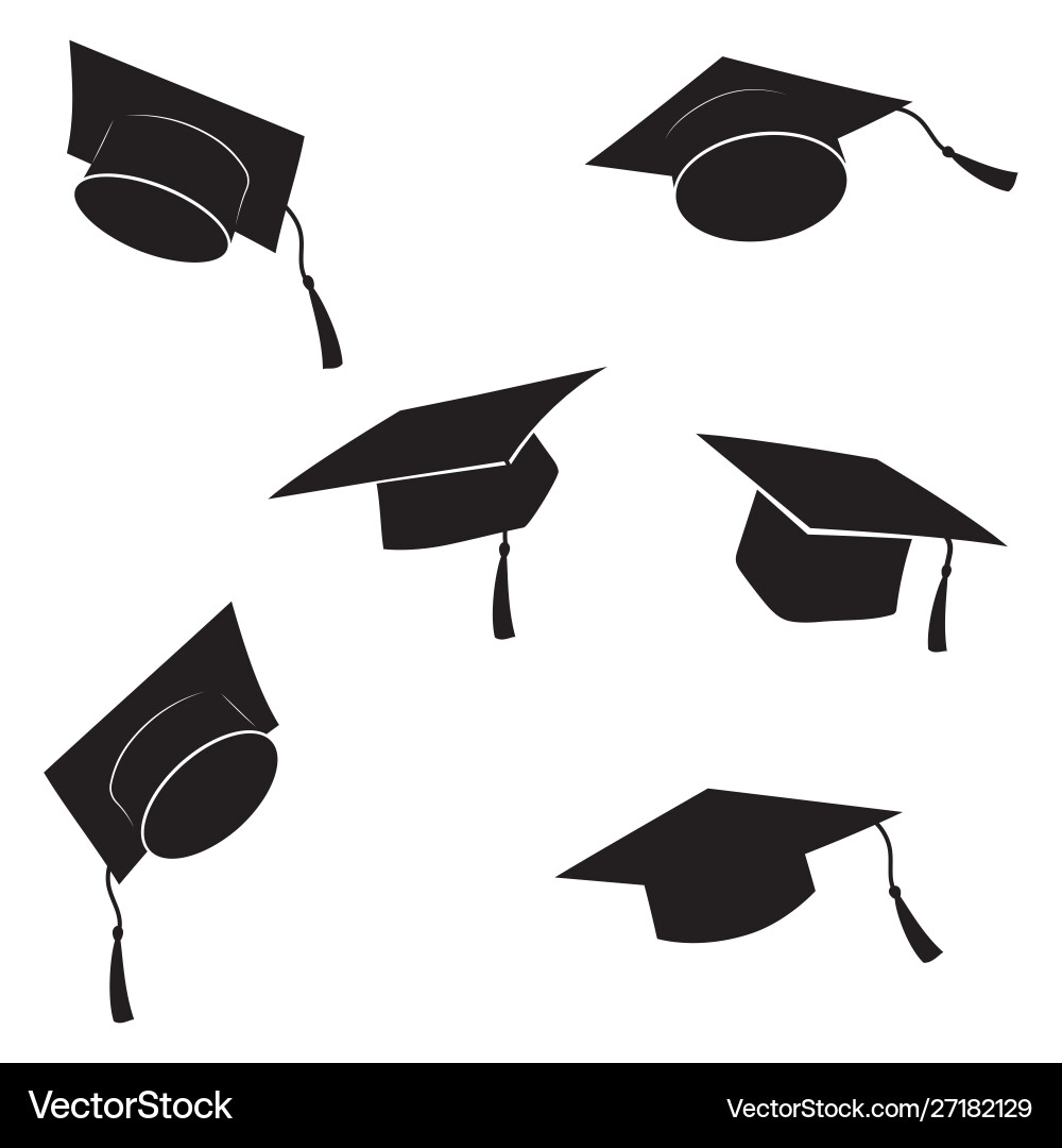 Flying Graduation Caps Collection Royalty Free Vector Image
