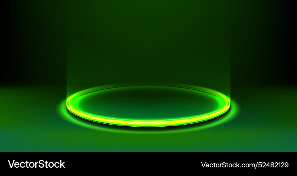 Green glowing ring on floor circle podium Vector Image