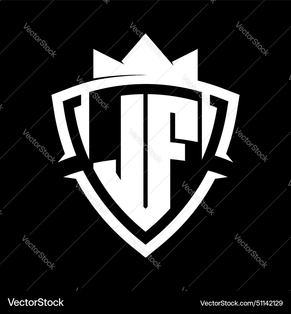 Jf letter monogram with triangle curve shield Vector Image