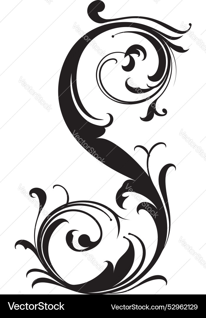 Sculpted elegance artistic letter s art seraphic Vector Image