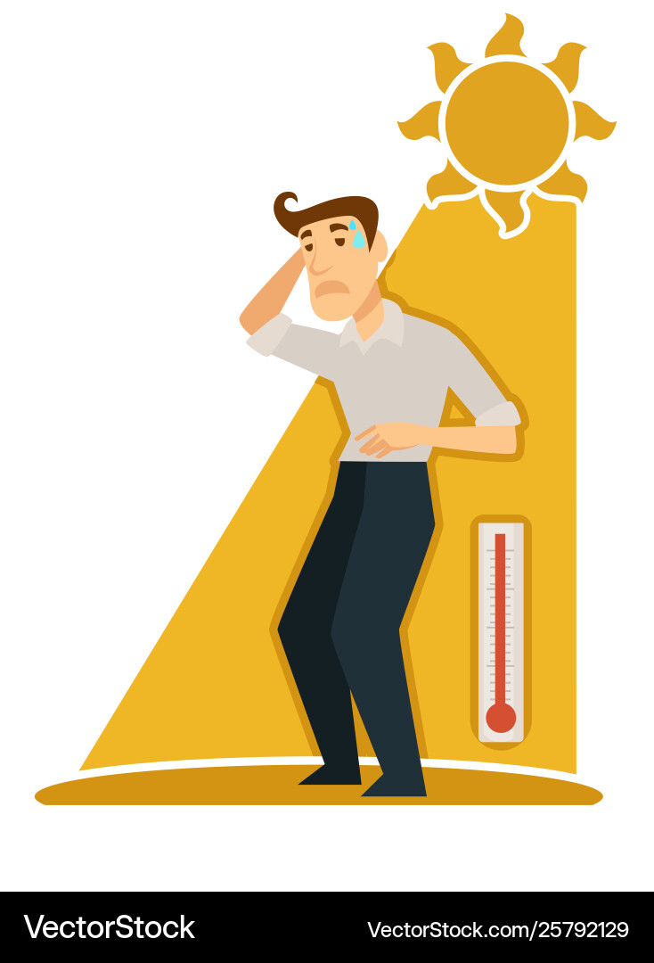Sunstroke and sunburn risk man under burning sun Vector Image