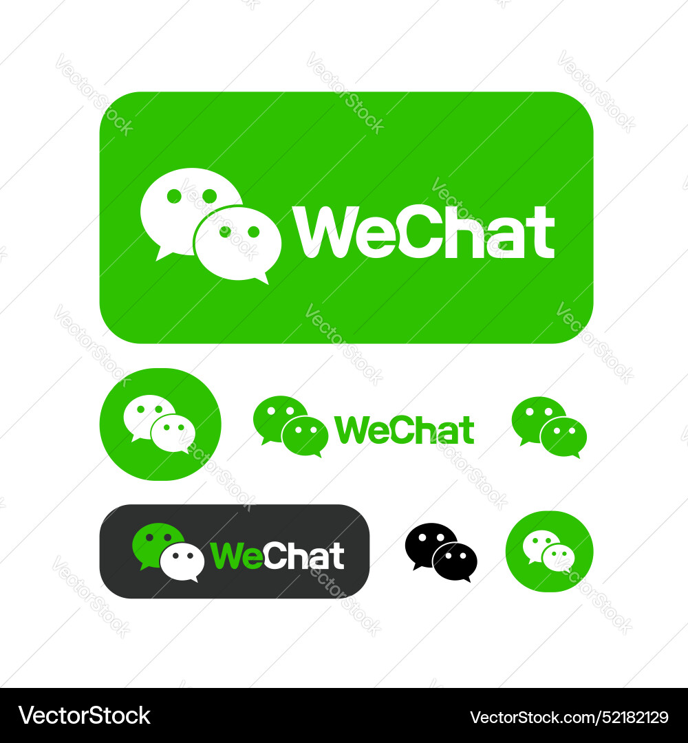 Wechat editorial icon and logo Royalty Free Vector Image
