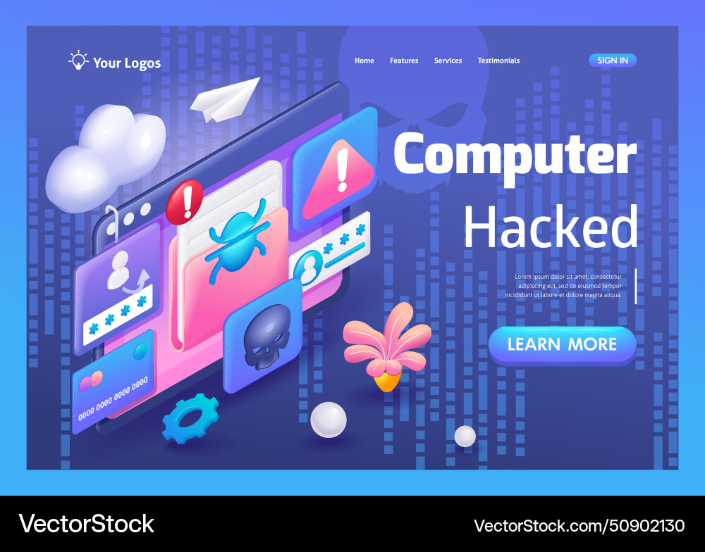 3d isometric cartoon ransomware Royalty Free Vector Image