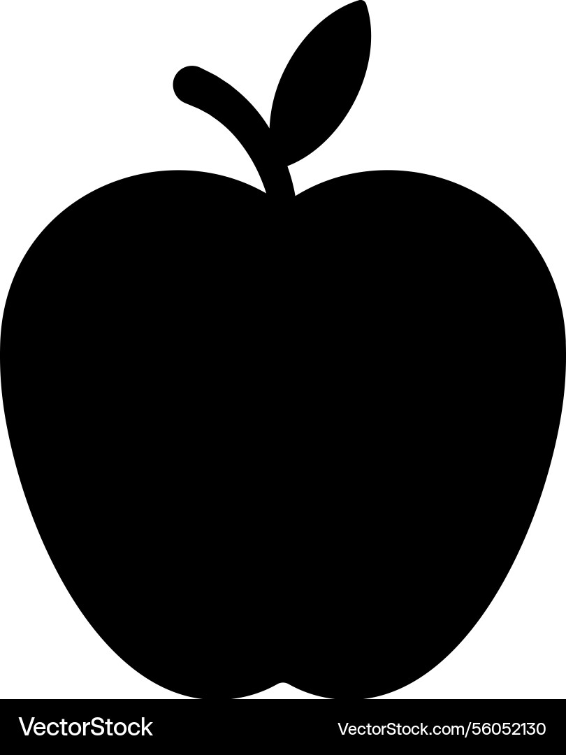 A simple apple icon with leaf on white background Vector Image