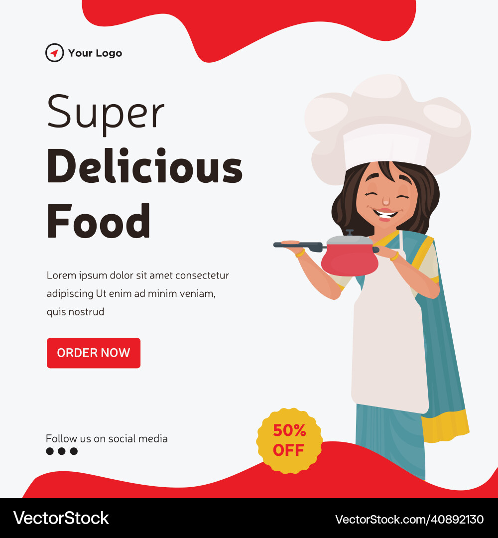 Banner design of chef lady Royalty Free Vector Image